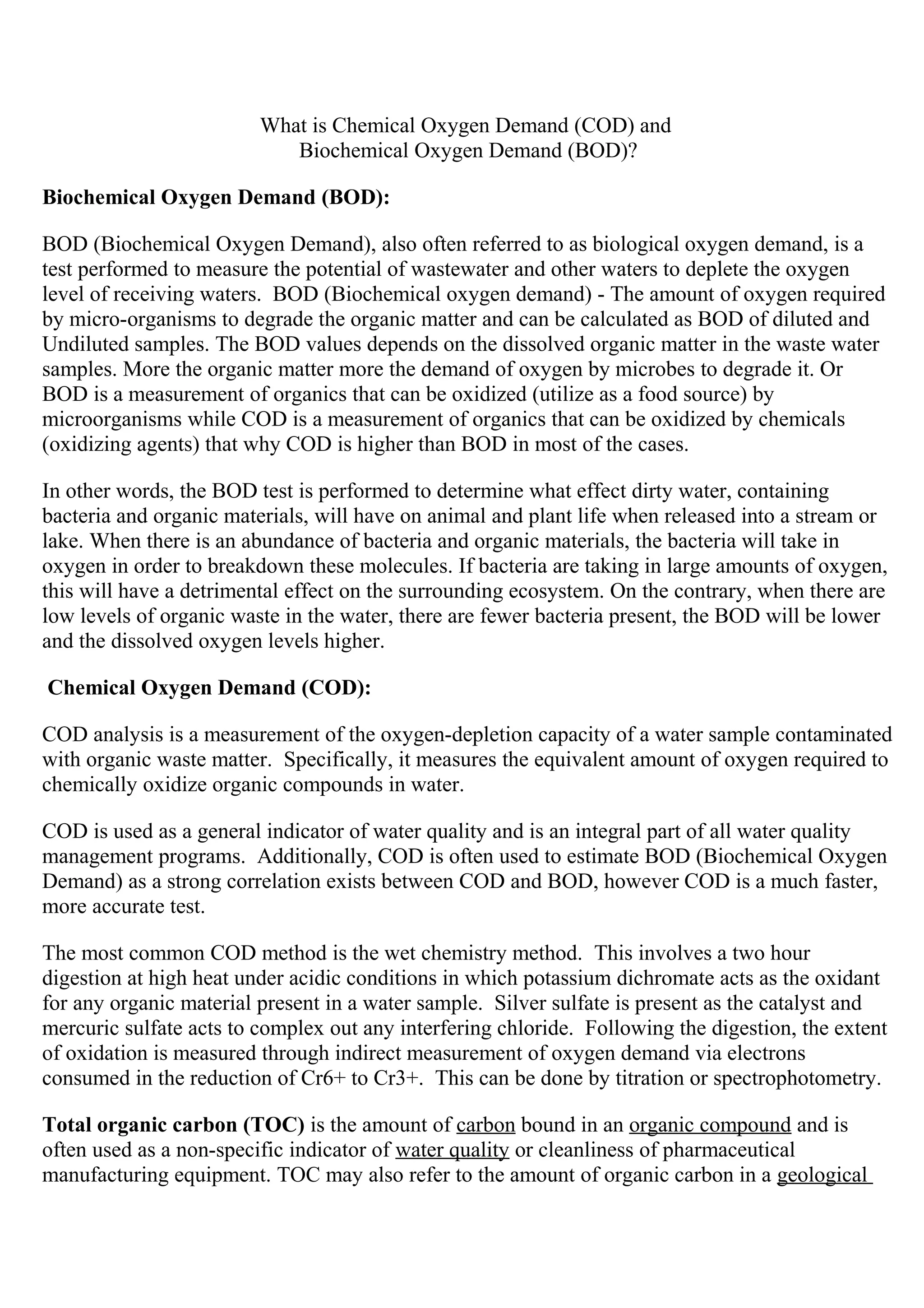 COD &BOD&TOC& DO | DOC