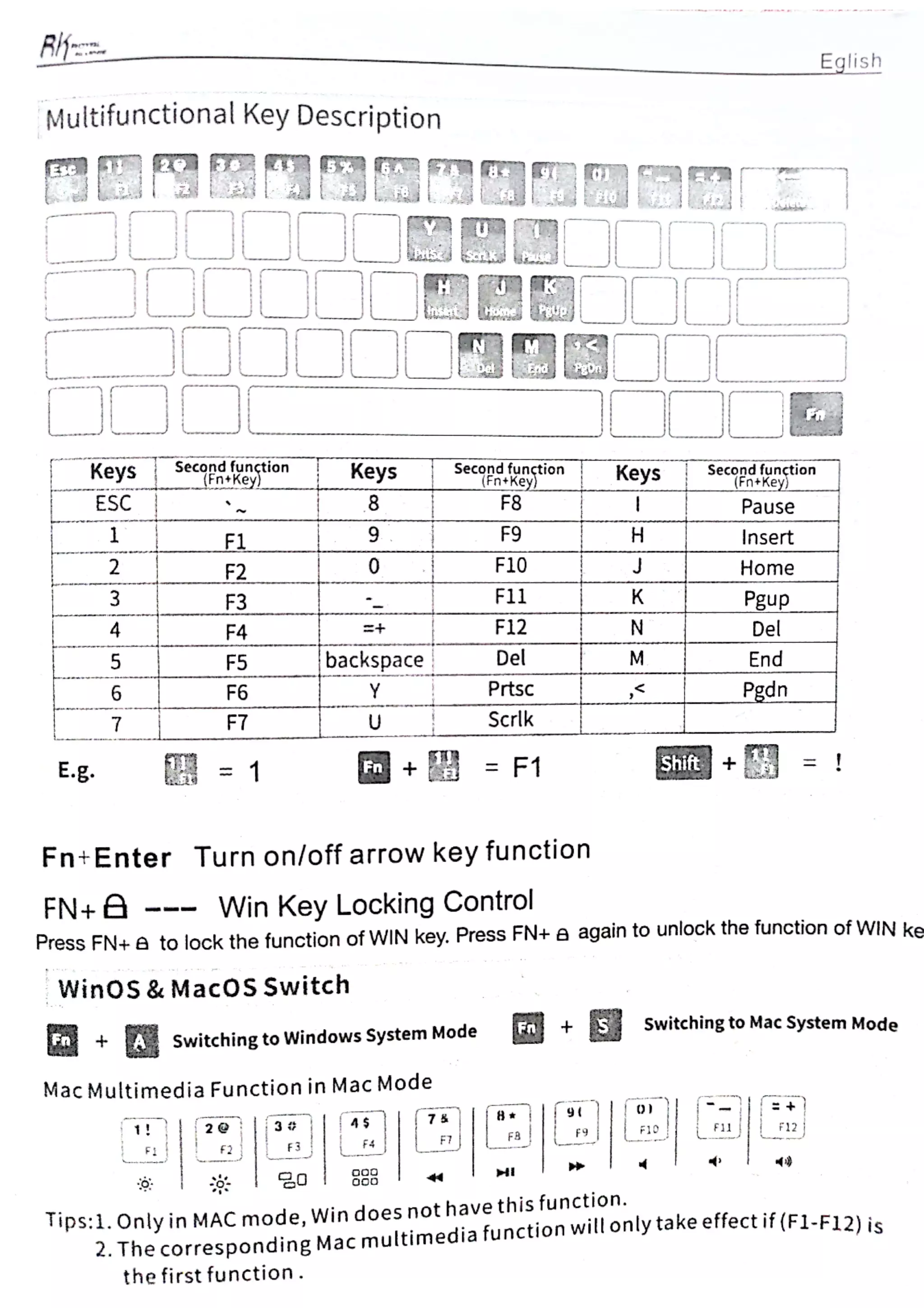 Rk61 updated manual royal kludge gaming keyboard wireless type c | PDF