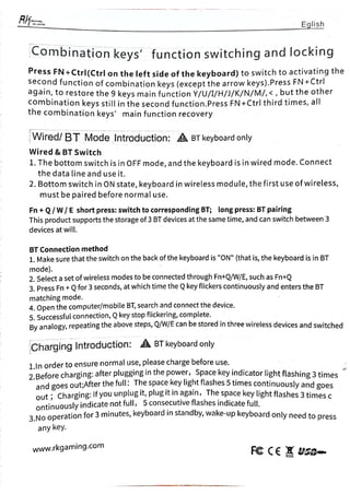 Rk61 updated manual royal kludge gaming keyboard wireless type c | PDF
