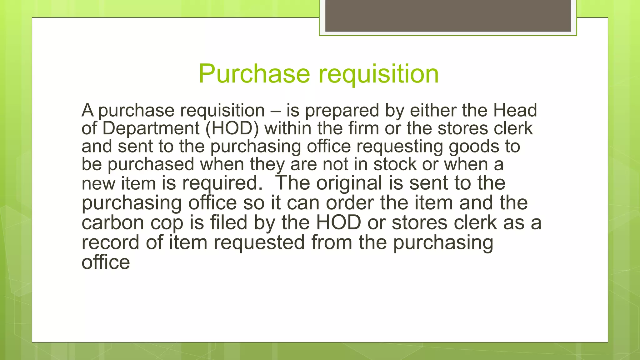 Documents used in procurement and inventory management | PPTX