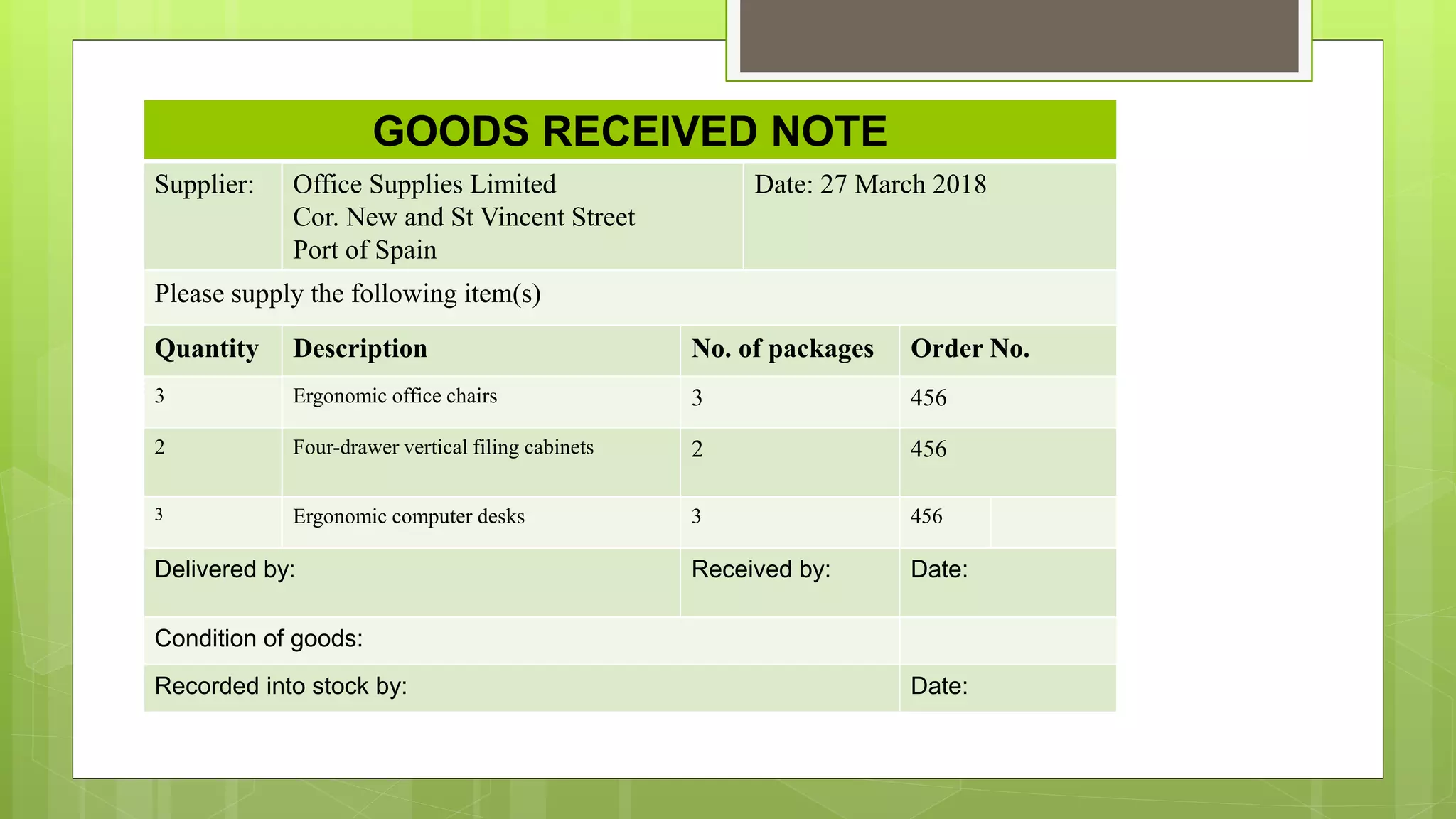 Documents used in procurement and inventory management | PPTX