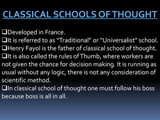 MANAGEMENT,CONCEPTS & SCHOOLS OF THOUGHT | PPTX