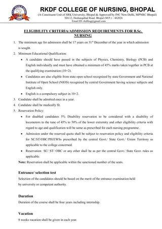 RKDF CON - BSc Nursing Syllabus for students | PDF