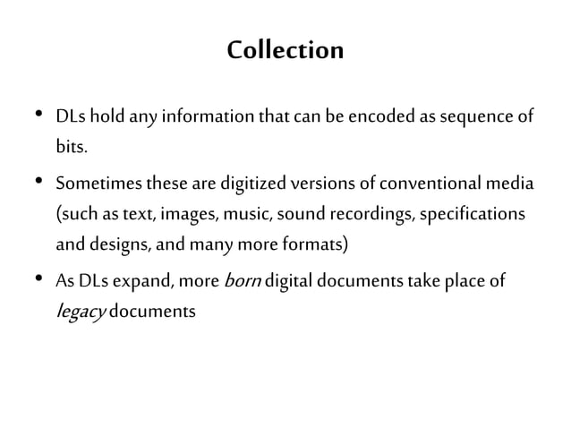 Basic Concepts of Digital Library | PPTX | Databases | Computer ...