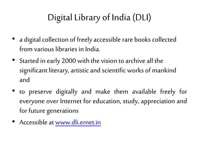 Digital Library Initiatives In India Ppt