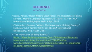 A satire on the victorian era in The Important Of Being Earnest | PPT
