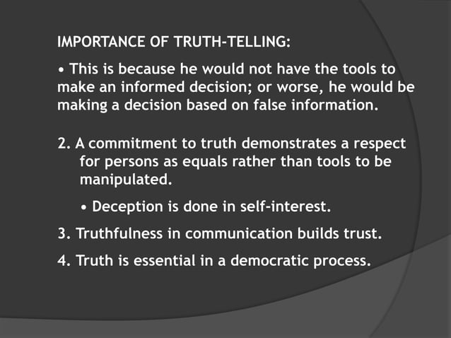 Media Ethics: Truth-telling | PPT
