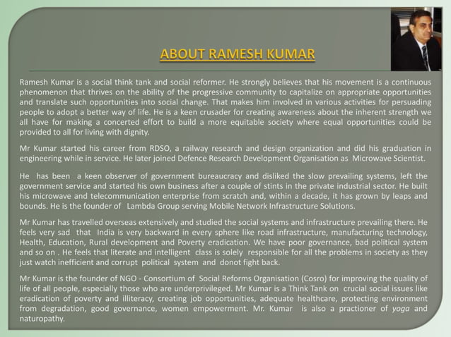 Ramesh Kumar Introduction | PPSX