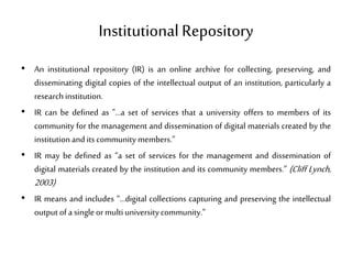 Institutional Repositories and Open Access Movement | PPT