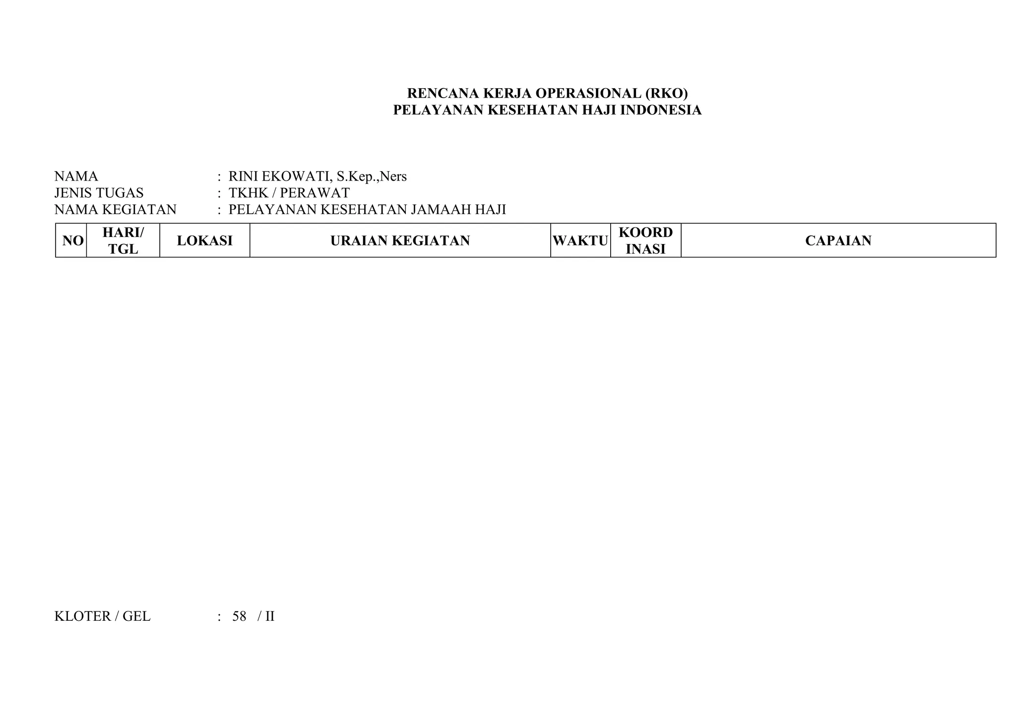 Rencana Kerja Operasional TKHI Gelombang 2 2023 | DOCX