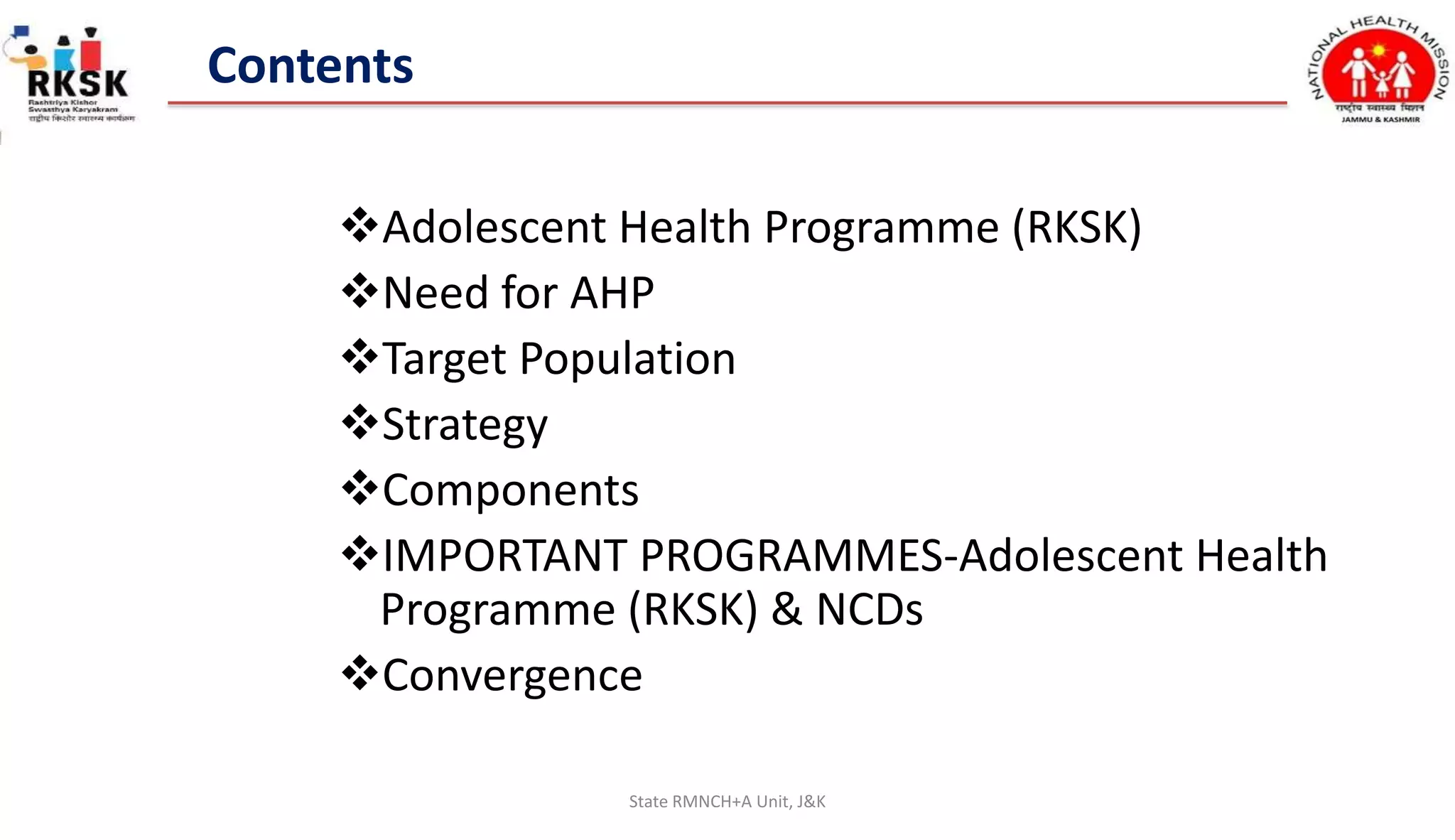 Rashtriya Kishor Swasthya Karyakram (RKSK) overview | PPTX | Children\'s Health | Healthy Living