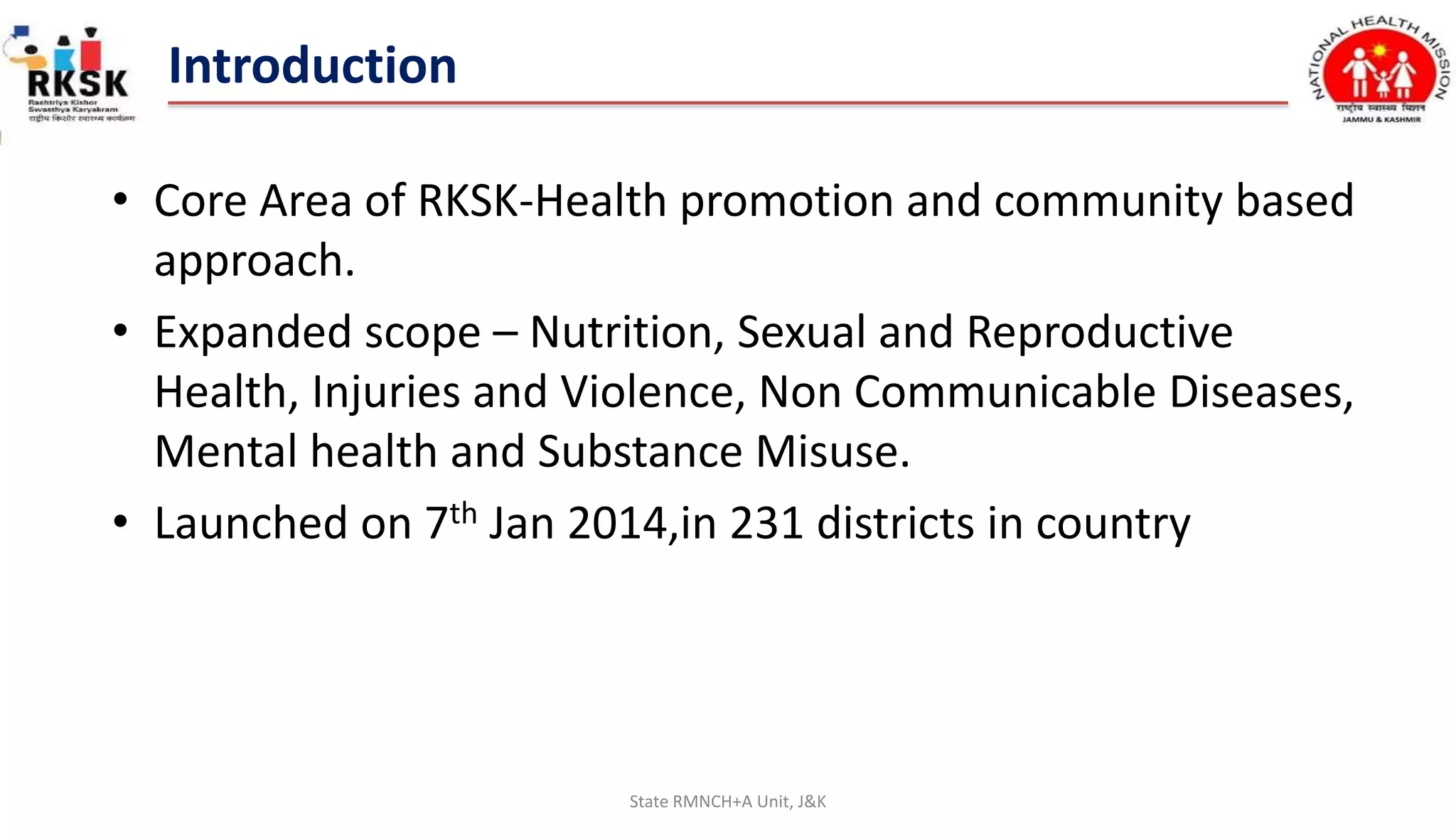 Rashtriya Kishor Swasthya Karyakram (RKSK) overview | PPTX