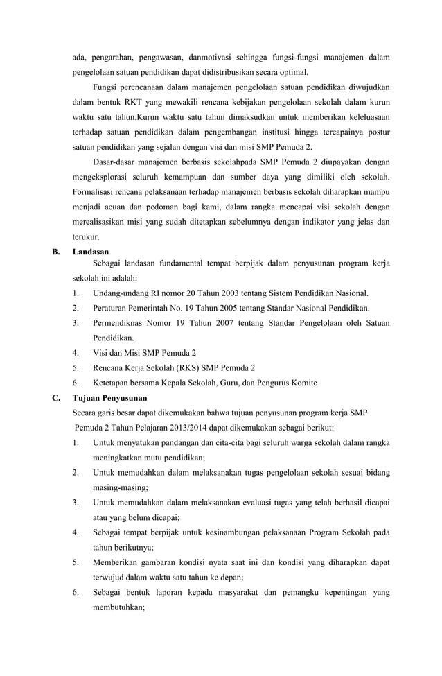 program kerja sekolah SMP Pemuda | DOCX