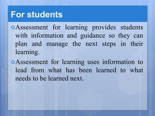 Assessment for learning | PPTX