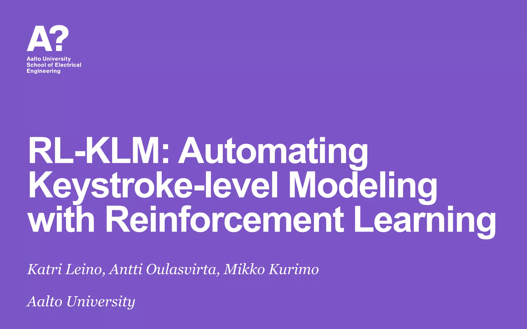 Rl Klm Automating Keystroke Level Modeling With Reinforcement Learning Iui 2019 Ppt