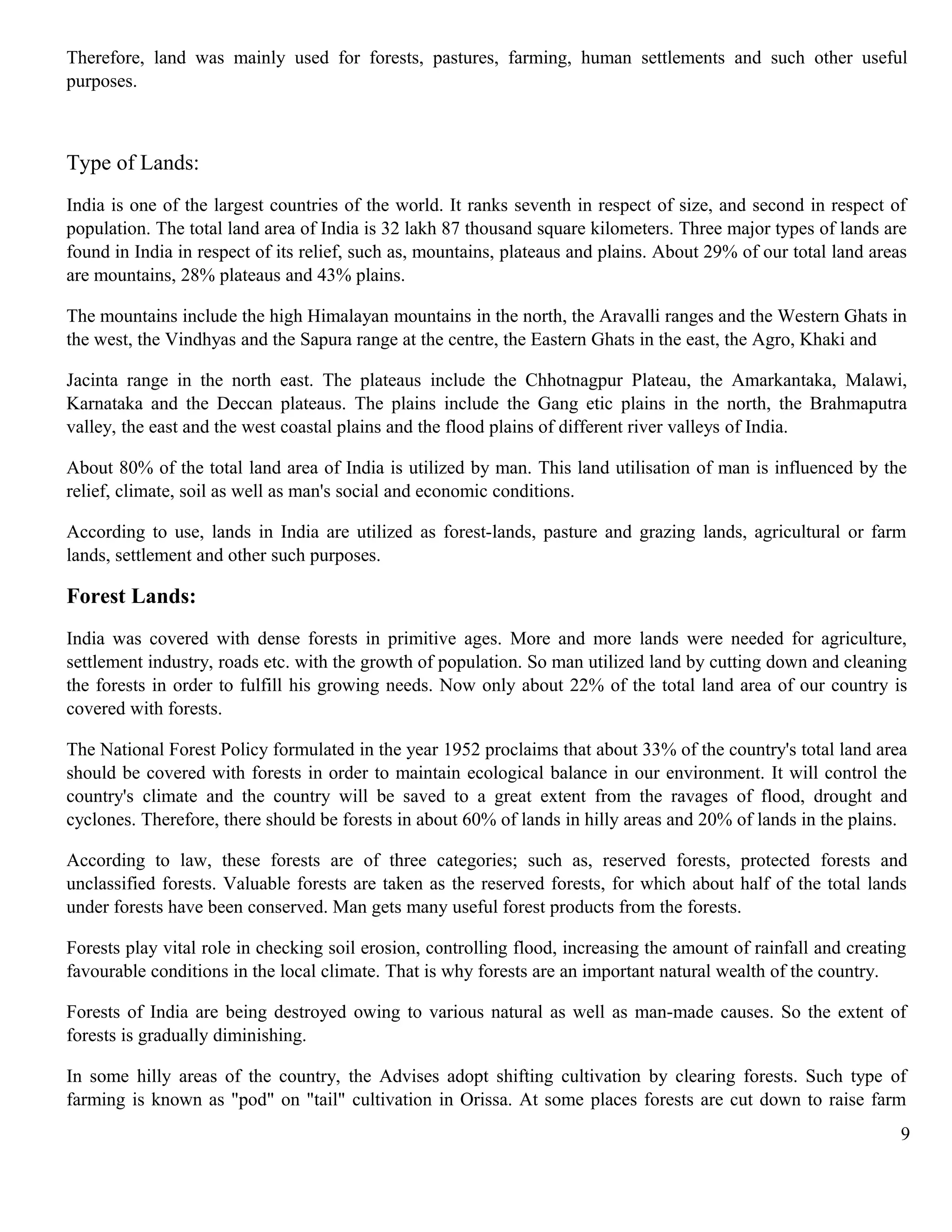 Types of land in India: An Overview | DOC