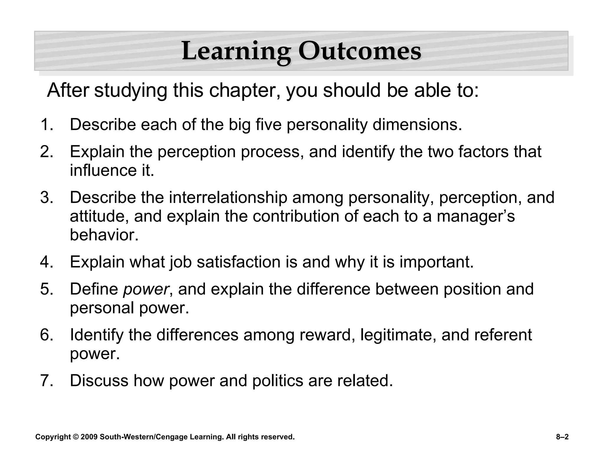 Chapter 8 - Organizational Behavior: Power, Politics, Conflict, and ...