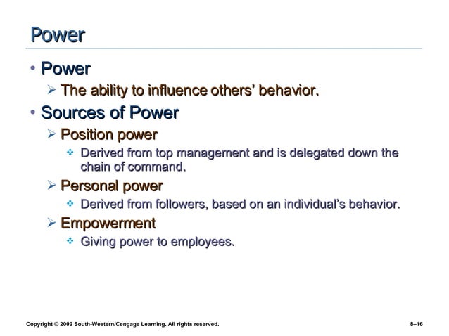 Chapter 8 - Organizational Behavior: Power, Politics, Conflict, and ...