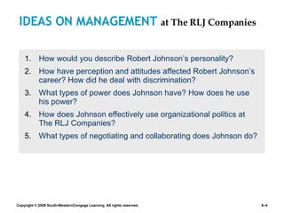 Chapter 8 - Organizational Behavior: Power, Politics, Conflict, and ...