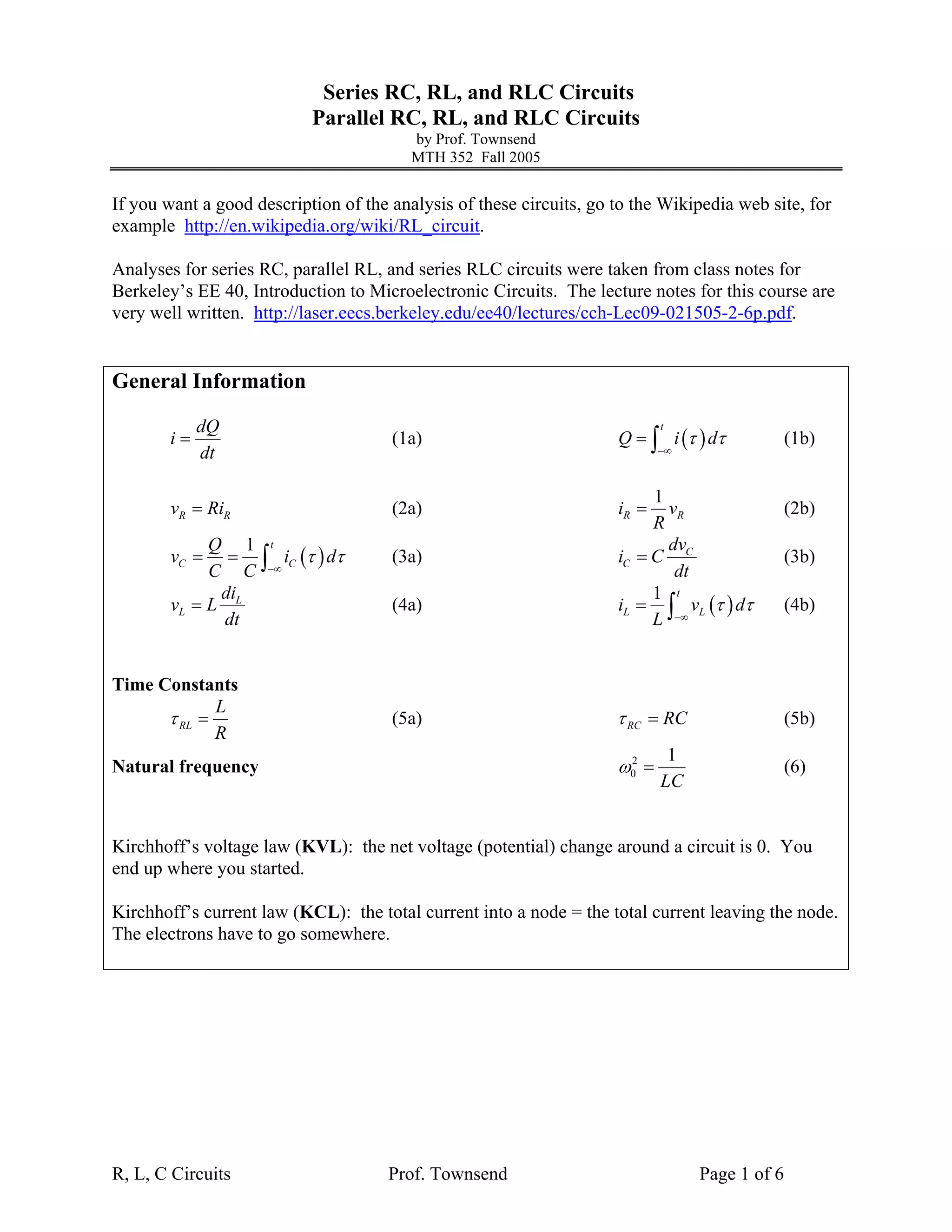 Rlc series and parallel_equations_from_a_de_perspective | PDF