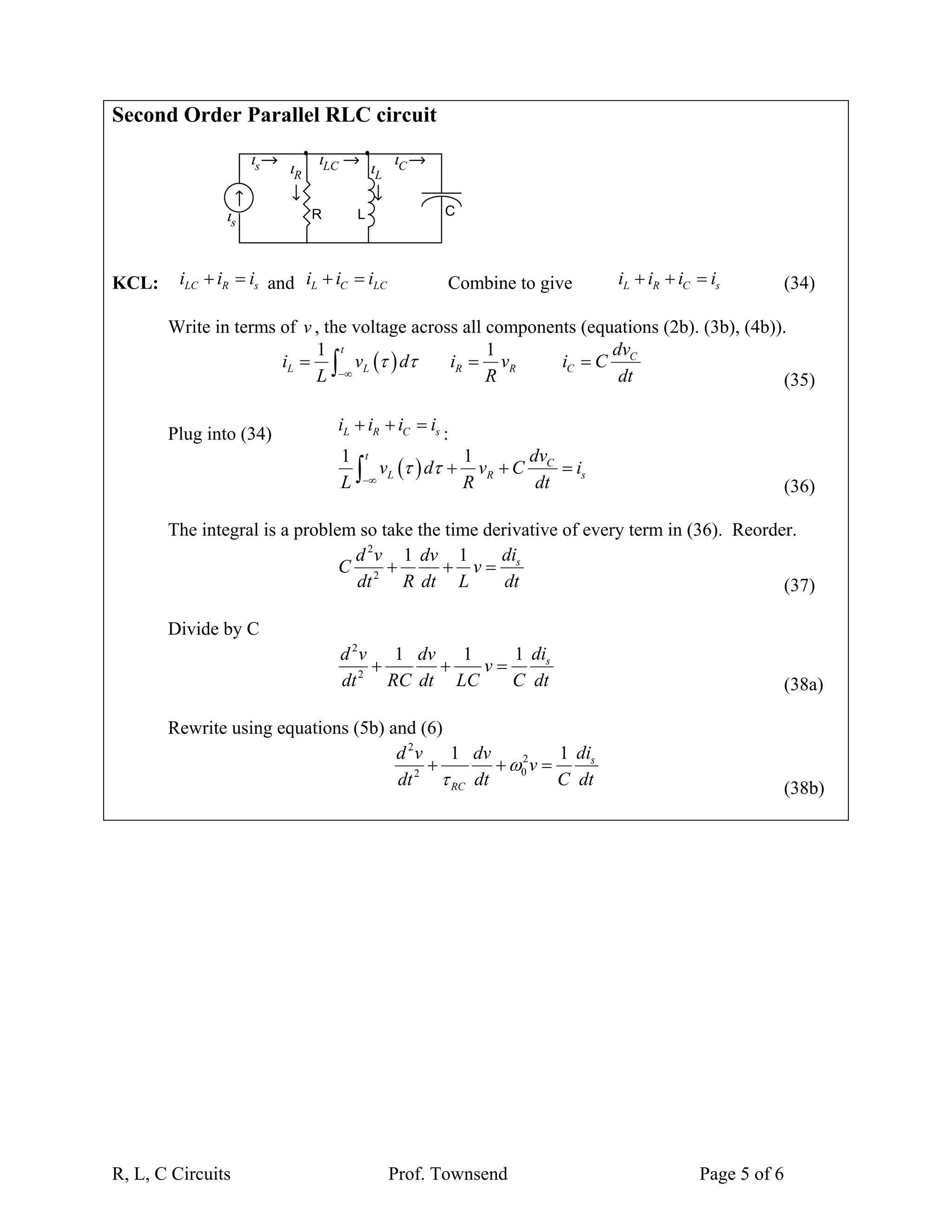 Rlc series and parallel_equations_from_a_de_perspective | PDF