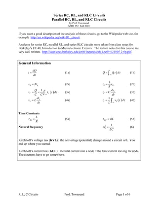 Rlc series and parallel_equations_from_a_de_perspective | PDF