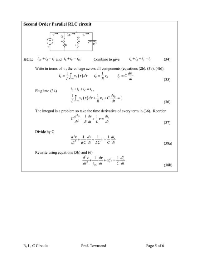Rlc series and parallel_equations_from_a_de_perspective | PDF