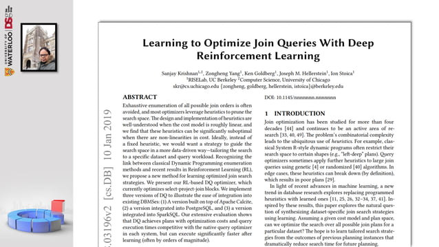 Reinforcement Learning Meets Query Optimization | PPT Reinforcement Learning Meets Query Optimization | PPT