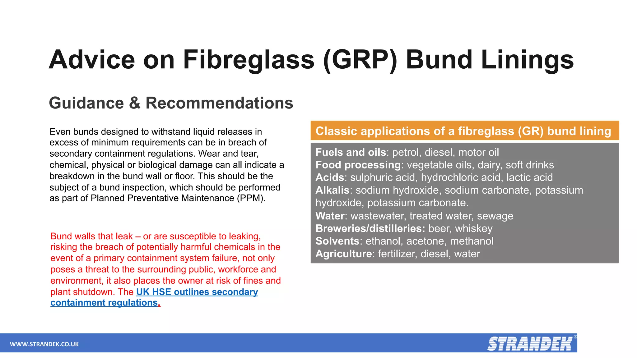Fibreglass (GRP) Bund Linings | PDF | Chemistry | Science