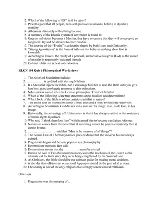 RLGN 104 Quiz 5,6,7,8 Liberty University Homeworksimple.com.docx ...
