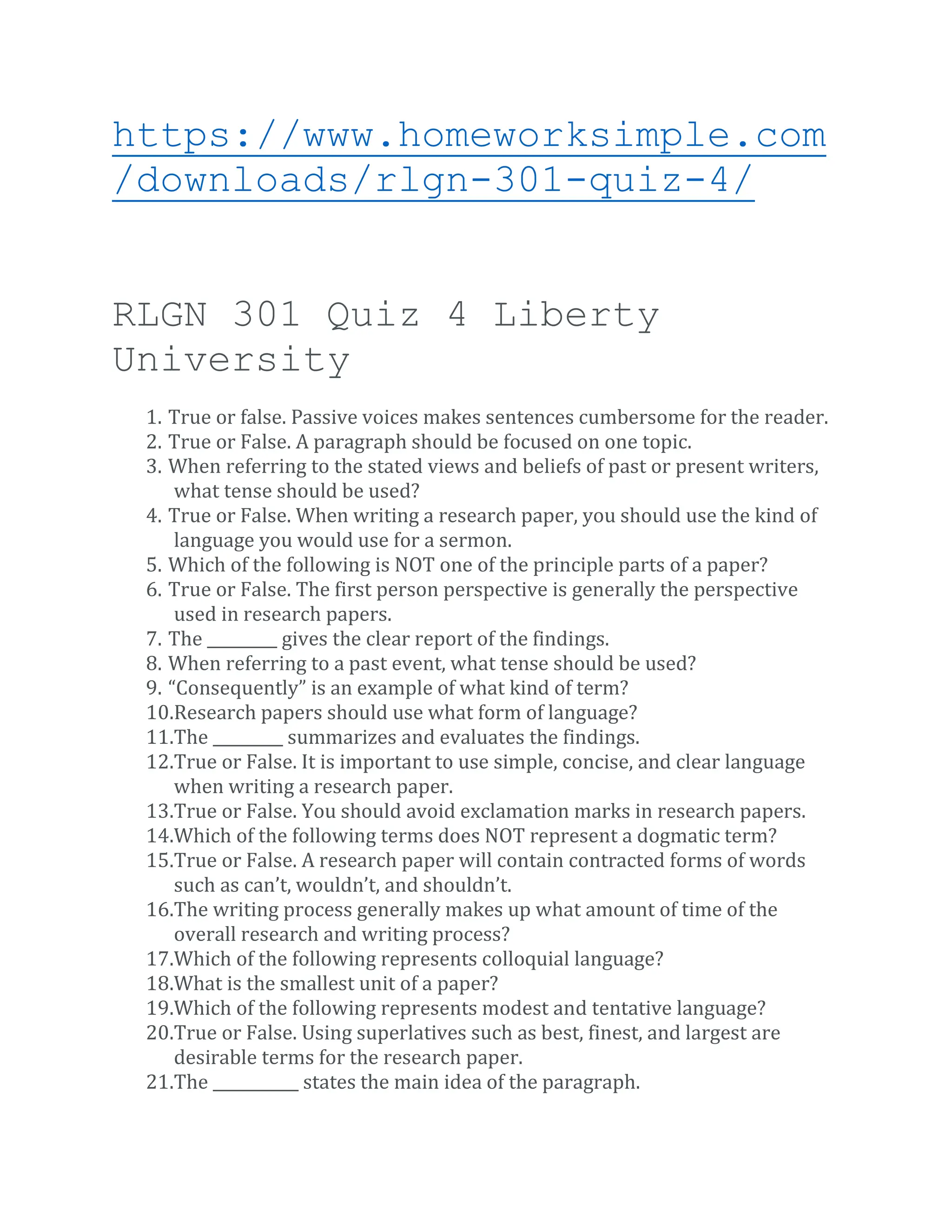 RLGN 301 Quiz 4 Liberty University Homeworksimple.com.docx