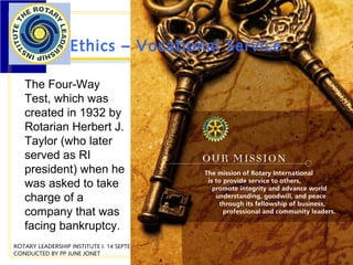 Rli ethics, business code of conduct, Rotary's guiding principles | PPT