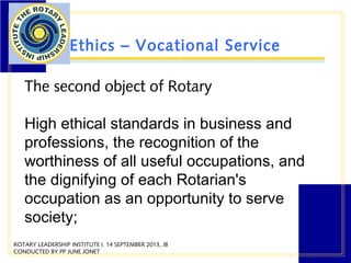 Rli ethics, business code of conduct, Rotary's guiding principles | PPT