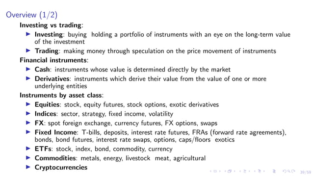 Reinforcement Learning for Financial Markets | PPT