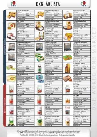 DXN KÉPES ÁRLISTA - 2014 - DXN TERMÉKEK | PDF