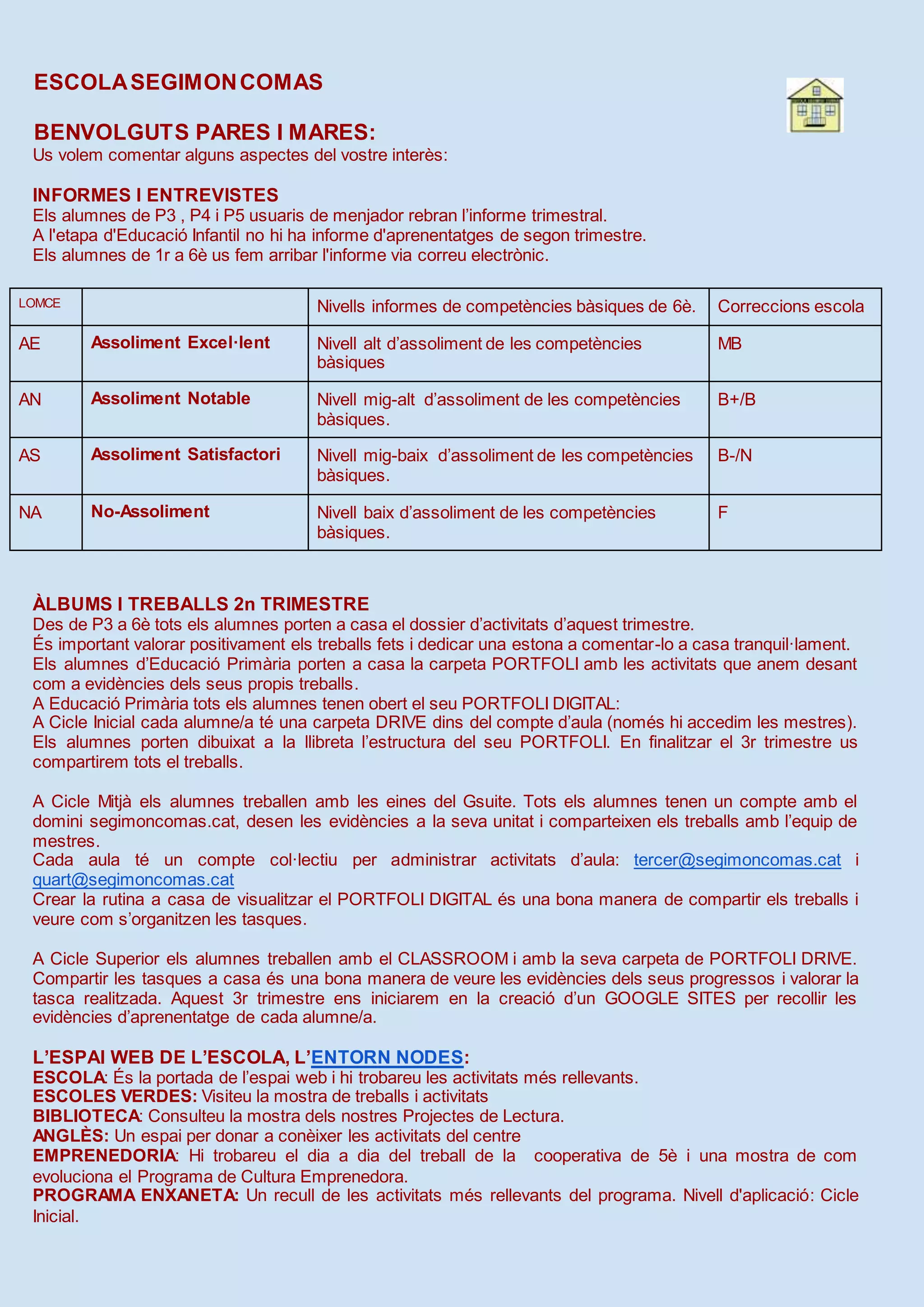 1617 ESCOLA SEGIMON COMAS Final 2n trimestre | PDF