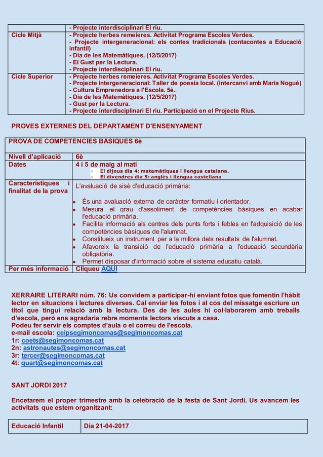 1617 ESCOLA SEGIMON COMAS Final 2n trimestre | PDF