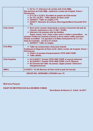 1617 ESCOLA SEGIMON COMAS Final 2n trimestre | PDF