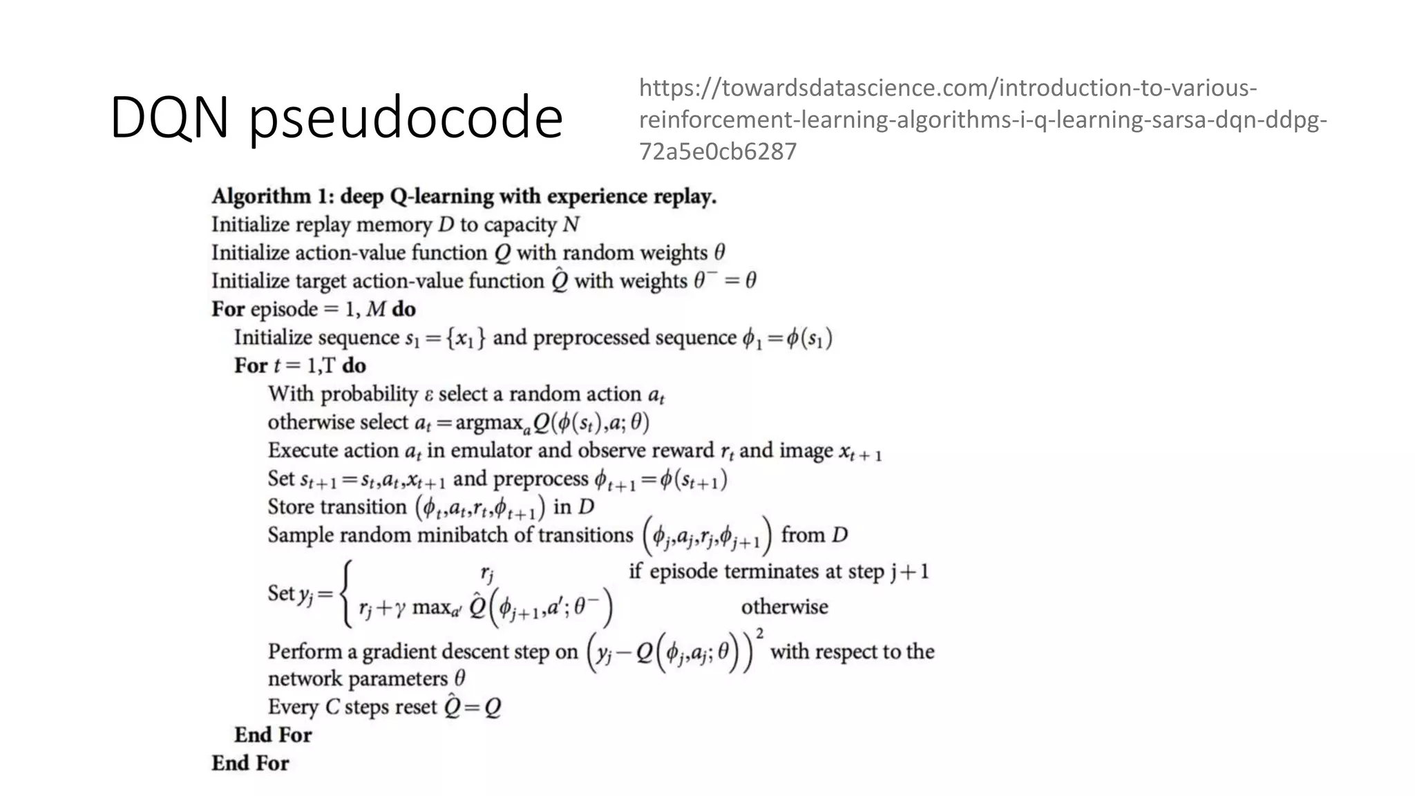Deep sarsa, Deep Q-learning, DQN | PPTX