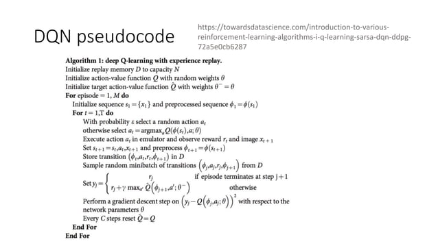 Deep sarsa, Deep Q-learning, DQN | PPTX