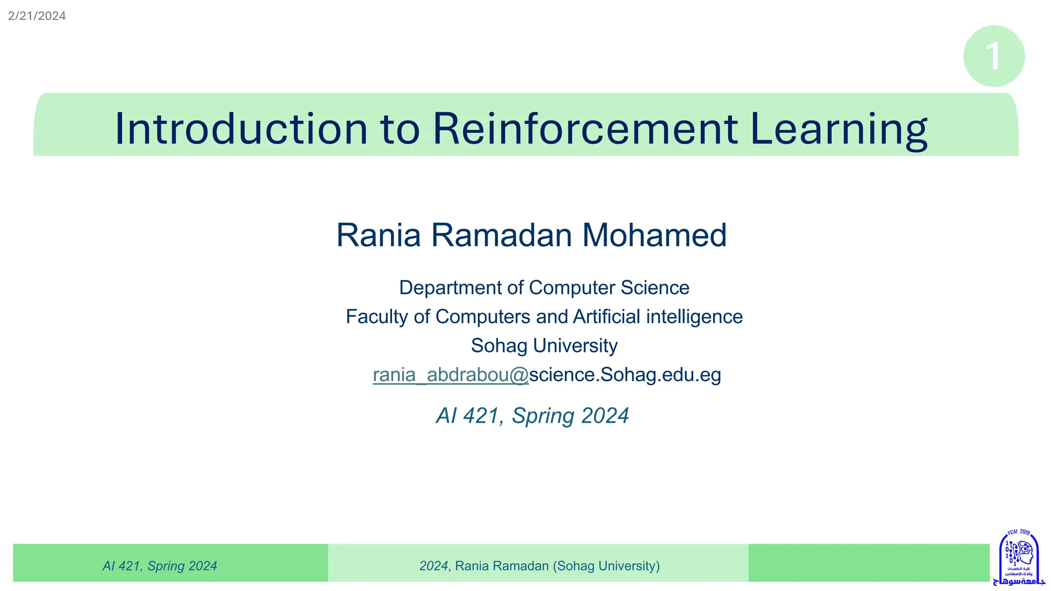 lecture in Reinforcement learning in Ai | PDF
