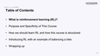 Reinforcement course material samples: lecture 1 | PPTX