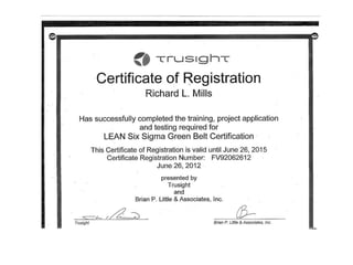 RLM Lean Six Sigma Cert | PPT