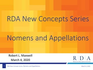 New Concepts: Nomens and Appellations (March 2020) | PPTX