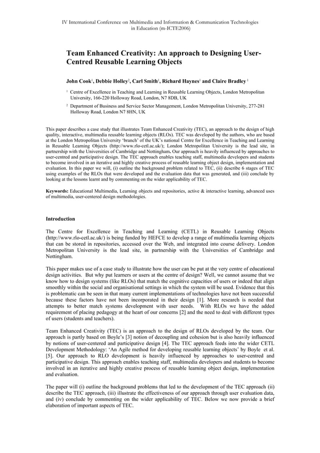 An approach to Designing User-Centred Reusable Learning Objects | PDF