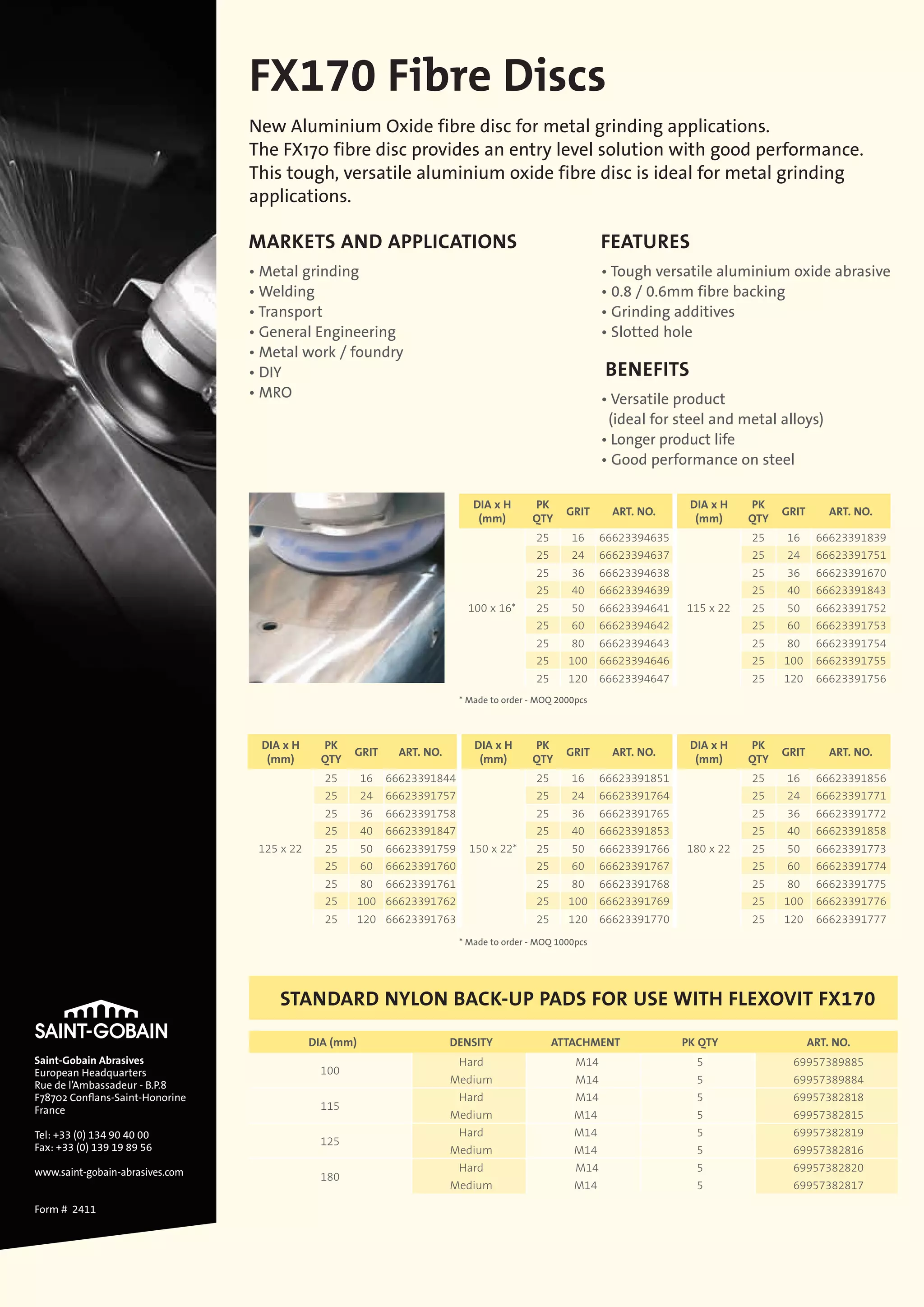 Esite Flexovit FX170 fiiberilaikat | PDF