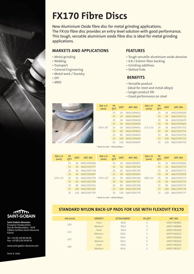 Esite Flexovit FX170 fiiberilaikat | PDF