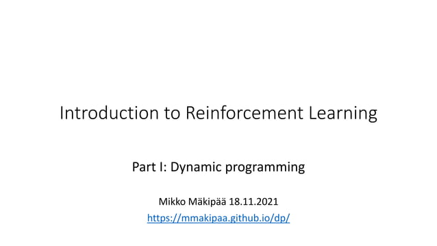 Intro to Reinforcement learning - part I | PDF | Programming Languages | Computing