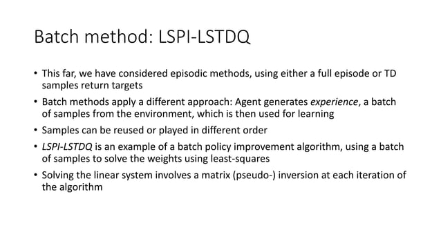 Intro to Reinforcement learning - part III | PPT