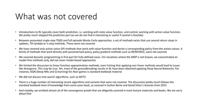 Intro to Reinforcement learning - part III | PPT